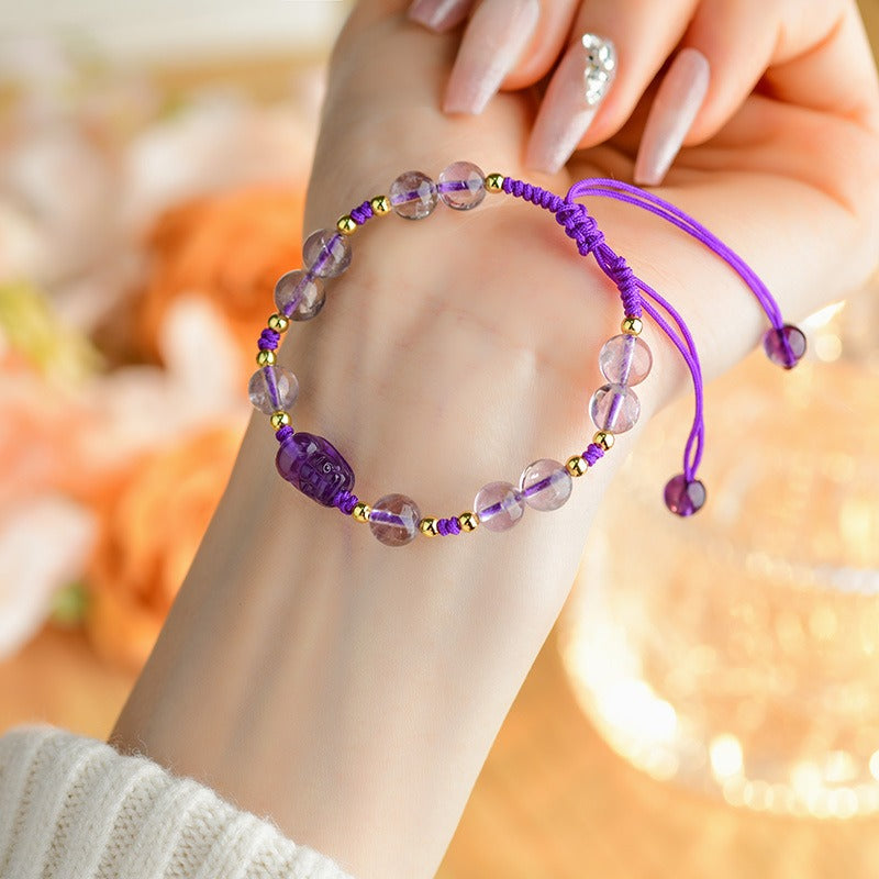 Zen Healing Amethyst Pixiu Wealth Braid String Bracelet – zen&healing